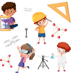 Set of student learning math tools Royalty Free Vector Image