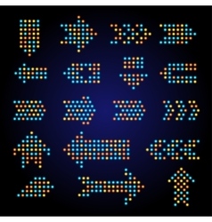 Glowing neon cursors icons - arrow hourglass hand Vector Image