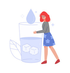 Girl drinking fresh clean water from big Vector Image