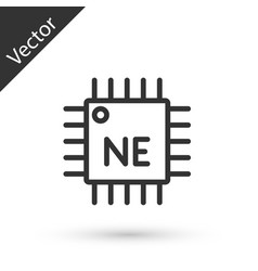 Grey line computer processor with microcircuits Vector Image