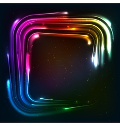 Shining rainbow neon lights circle frame Vector Image