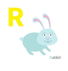 Rabbit r letter cute children animal alphabet in Vector Image