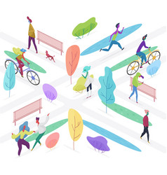 Gathering people group top view walking men Vector Image