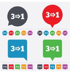 Three in one sign icon 3 in 1 symbol with arrow Vector Image