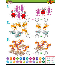 Maths subtraction educational game for kids Vector Image