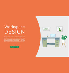Workspace poster office desk interior Royalty Free Vector