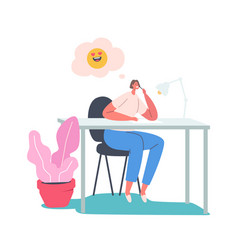 Cartoon little girl studying and writing Vector Image