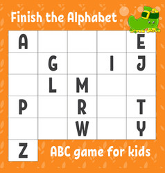 Finish the alphabet abc game for kids education Vector Image
