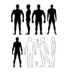 Four man outline faces Royalty Free Vector Image