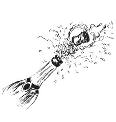 Hand drawn of champagne explosion Royalty Free Vector Image
