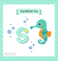 Letter s uppercase tracing cute seahorse Vector Image