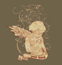 Angel boy with wings on flower background Vector Image