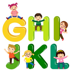 Cartoon kids with abcdef letters Royalty Free Vector Image