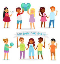 Multicultural children on planet earth Royalty Free Vector