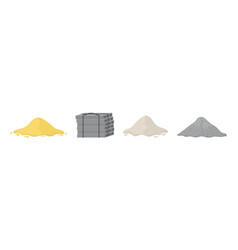 Building material piles sand stones cement brick Vector Image