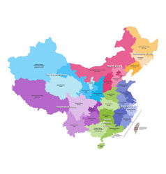Map of china provinces colored by regions Vector Image