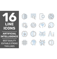 Set ai iot and machine learning line icons Vector Image