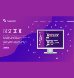 Programming landing page design pc with program Vector Image