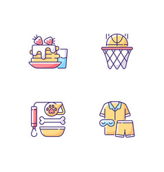 Daily schedule and routine rgb color icons set Vector Image