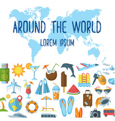 Around the world flat poster Royalty Free Vector Image