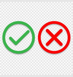 Check box icons set green and red signs on white Vector Image