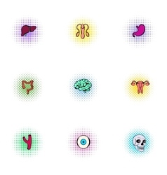 Internal organ pixel art set 8 bit anatomy Vector Image