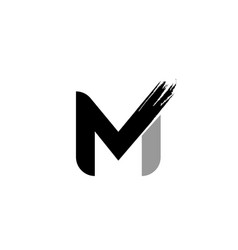 Black background black and white letter m grunge Vector Image