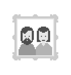 Portrait parents in frame pixel art mom and Vector Image