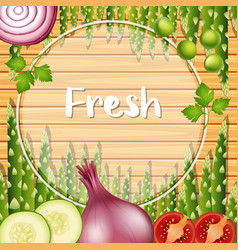 Border template with fresh vegetables Royalty Free Vector