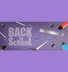 Back to school purple banner beautiful Royalty Free Vector