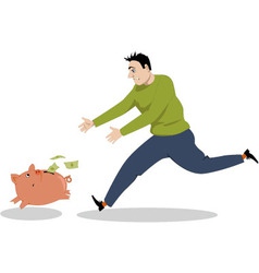 Business man chasing money cartoon Royalty Free Vector Image