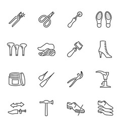 Monochrome of various tools for shoe Royalty Free Vector