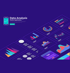 Isometric data analysis graph Royalty Free Vector Image