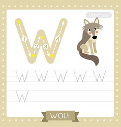 Letter w uppercase tracing practice worksheet Vector Image