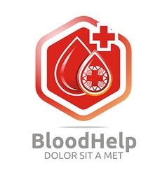 Blood help hexagon donors healthy symbol Vector Image