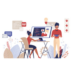 Programming isometric man Royalty Free Vector Image