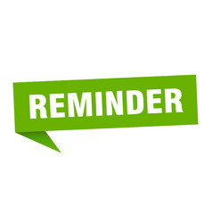 Reminder green square sticker on white background Vector Image