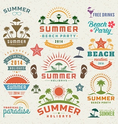 Retro summer design elements Royalty Free Vector Image