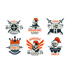 Medieval logo design set middle ages vintage Vector Image