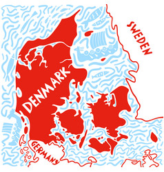 Map main railroad tracks in denmark Royalty Free Vector