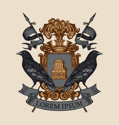 Medieval heraldic coat arms in vintage style Vector Image