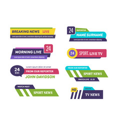 Tv title news bar logos news feeds television Vector Image