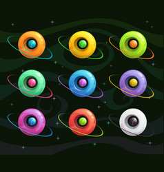 Cartoon colorful fantasy planets set Royalty Free Vector