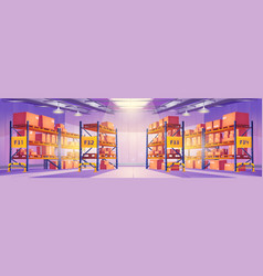 Storeroom interior with metal storage Royalty Free Vector