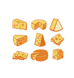 Cheese types icons set Royalty Free Vector Image
