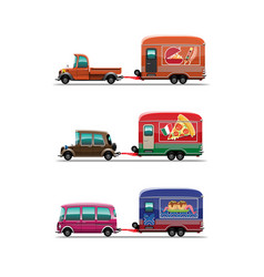 Trailer food truck drawing design style flat Vector Image