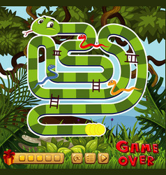 Boardgame template with green forest background Vector Image