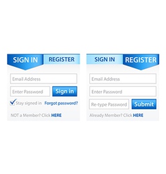 Register Sign in Forms with Green Gradient Header Vector Image
