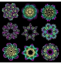 Intricate mandala flower design element Royalty Free Vector