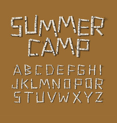 Alphabet poster made birch tree log letters Vector Image
